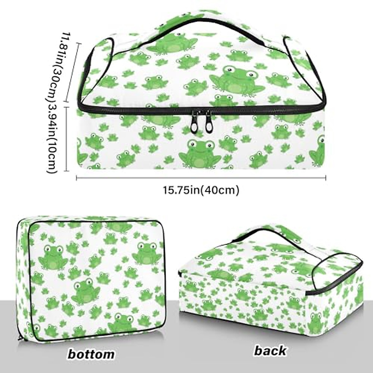 Kcldeci Insulated Thermal Food Carrier Insulated Casserole Carrier for Hot or Cold Food,Frog Insulated Tote Bag for Potluck Cookouts Parties Picnic,Lasagna Lugger