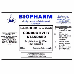 Conductivity Calibration Standard 3-Pack — 500 mL (1.06 Pint) Each: 84 μS, 1,413 μS and 12,880 μS