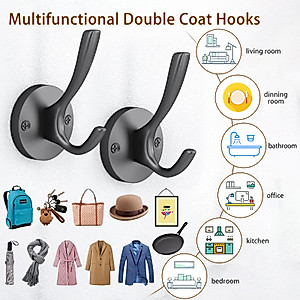 ZUONAI Matte Black Coat Hooks 2 Pack Black Metal Wall Hooks for Hanging Coat and Hat Hook Black Hooks for Wall Hooks for Coats Heavy Duty Black Towel Hook for Hanging Coats Bedroom Hooks