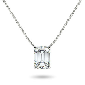 Carbon Atelier IGI Certified 1 1/4 Carat Emerald Cut Lab Grown Diamond Rectangular Solitaire Pendant Necklace for Women in 14k White Gold (G-H, VS1-VS2, cttw) on 16 to 18 Inch Adjustable Chain