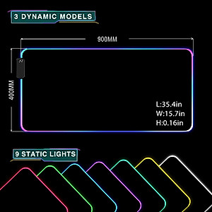 Personalized RGB LED Extended Gaming Mouse Pad Make Your Own Customized Large Gaming Mousepad Custom Keyboard Mouse Mat for Office Dorm Personalised Gifts Presents for Gaming Lovers, 35.4x15.7 in