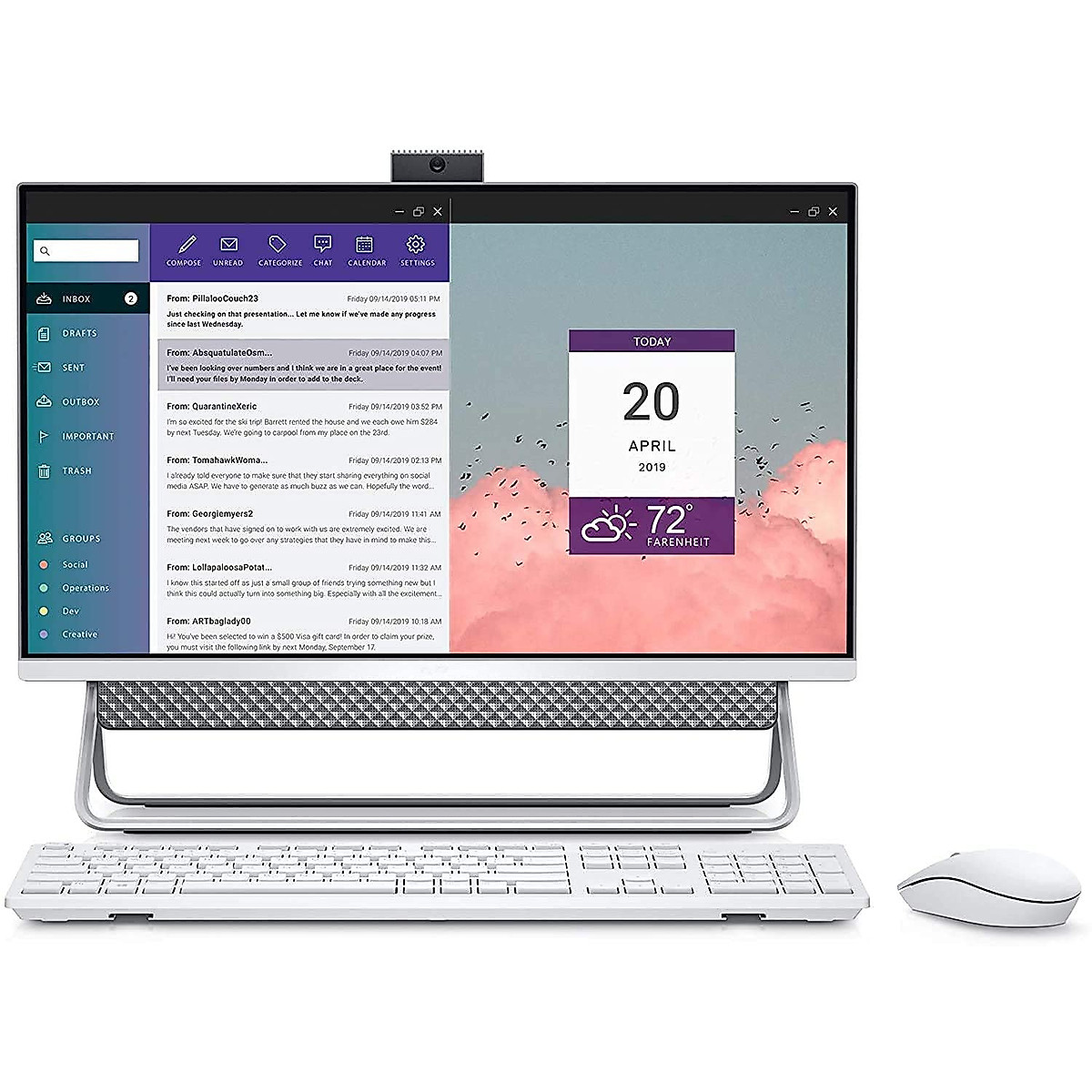 Basrdis Latest_Dell Inspiron 24 5000 All-in-One A-Frame Stand, 23.8" FHD Anti-Glare Infinity Touch, Intel Core i7-10510U, 16GB, 512GB SSD, Windows 10, Wireless Keyboard Mouse, 1-Month Support