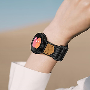 Fintie Band Compatible with Samsung Galaxy Watch 6 Classic 43mm 47mm/5 Pro 45mm/6 & 5 & 4 40mm 44mm/4 Classic 42mm 46mm, 20mm Nylon Sports Replacement Strap, Black