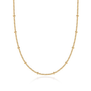 PAVOI 14K Yellow Gold Plated Bead Chain Necklace | Ball Station Chain Necklaces For Women