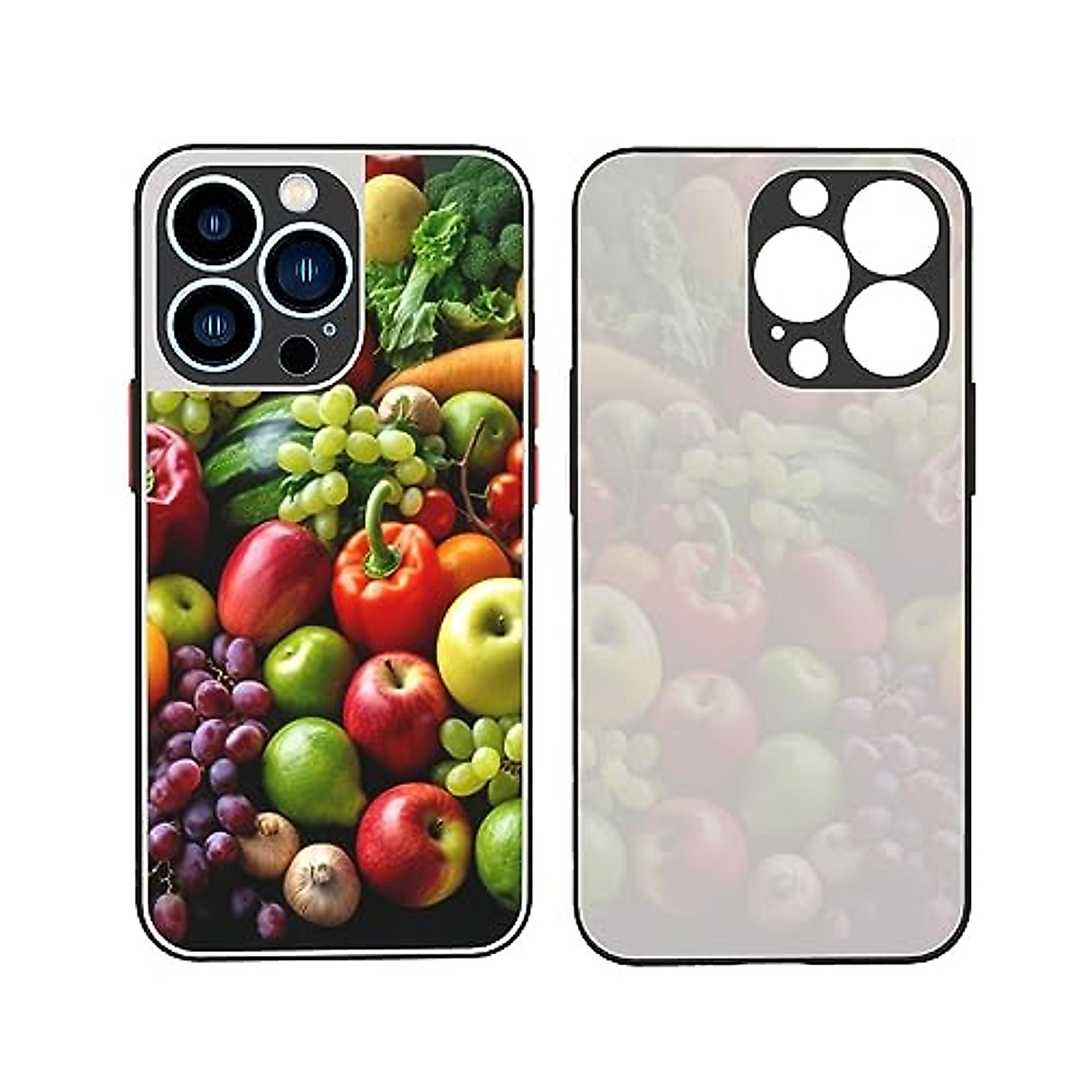 EMPYRI Fresh Fruits and Vegetables Printed Frosted Phone Case for iPhone 13 Pro Max-6.7 Inch, Shockproof Phone Cover with Wireless Fast Charging, Acrylic Back, Not Yellowing