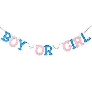 Boy or Girl Gender Reveal Banner - Gender Reveal Baby Shower Banner , Pink or Blue Gender Reveal Banner , He or She Gender Reveal Sign , Baby Shower Party Supplies (BOY OR GIRL BANNER)