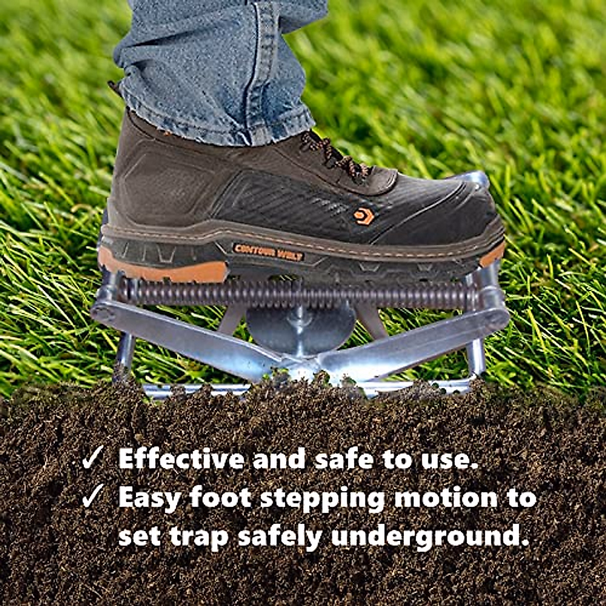 4 Easy Set Mole Trap 2416, Easy One-Step,Out-of-Sight,Galvanized Steel