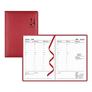 Letts of London Milano Weekly Planner, 12 Months, January to December, 2024, Appointments, A5 Size, 8.25" x 5.875", Red (CTO3XURD-24)