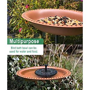 Eazielife Outdoor Bird Bath Lightweight Garden Birdbaths Freestanding Supports Antique Birdfeeder Bowl with Metal Stake Base, 28 Inches Tall, Oval Brown (1 Pack)