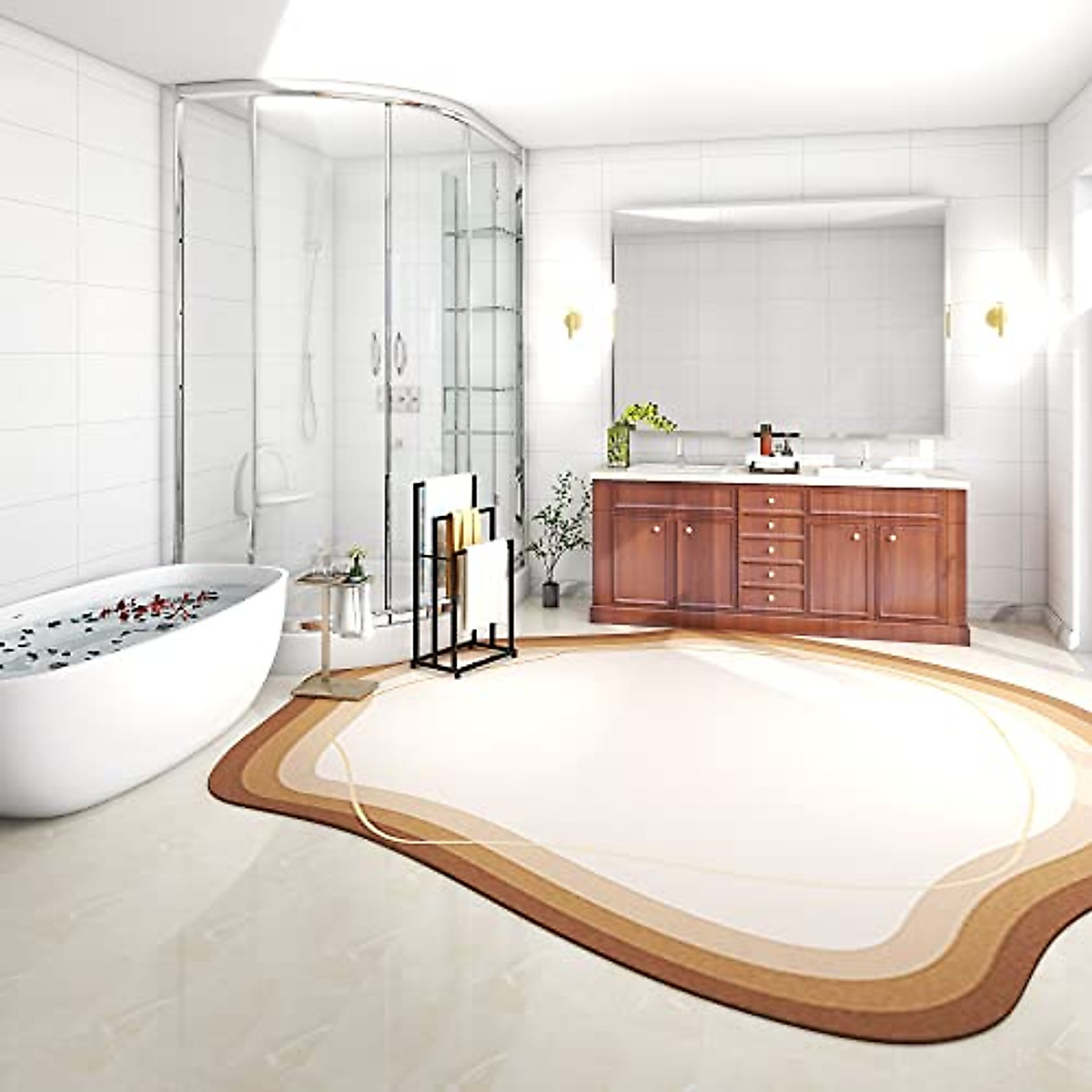 HAHRIR Black Metal 3-Tiers Stainless Steel Towel Racks ,Freestanding Towel Holder for Bathroom Accessories Organizer，for Bath Storage & Hand Towels&Washcloths& Blanket Rack