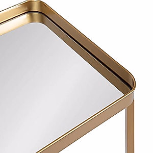 Kate and Laurel Celia Modern Mirrored Tray Side Table, 18 x 12 x 26, Gold, Foldable Rectangular End Table for Storage and Display