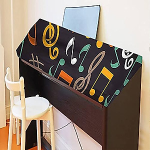 Piano Keyboard Cover,Stretchable Dust-proof Piano Cover with Adjustable Elastic Band for Electronic Keyboard,Digital Piano Keyboard Bags Cases Covers with Music Symbol Print, Suit for 61/88 Keys.