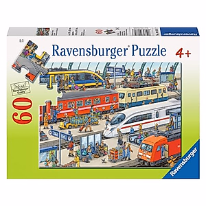 Ravensburger Railway Station Jigsaw Puzzle - Unique 60-Piece Puzzle for Kids, Anti-Glare Surface | FSC-Certified Materials | Great for Developing Skills & Creativity