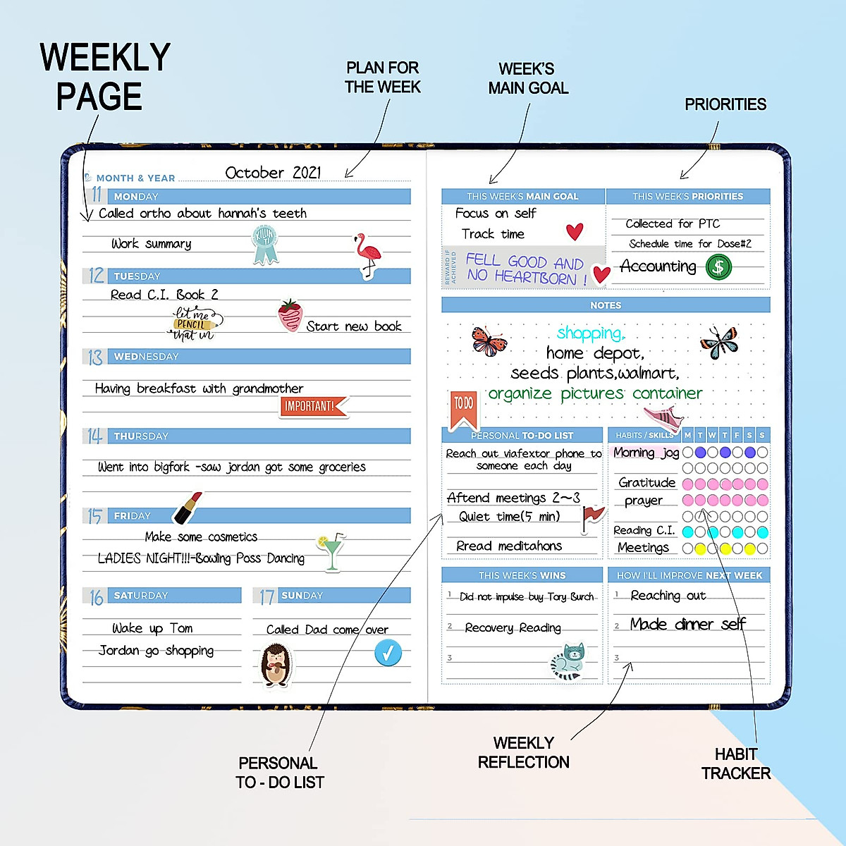 Weekly and Monthly Planner 2024-2025 to Increase Productivity and Hit Your Goals journal Christmas Gifts for women Notebooks for Work Undated Planner Agenda Habit Tracker Planner Gift Set