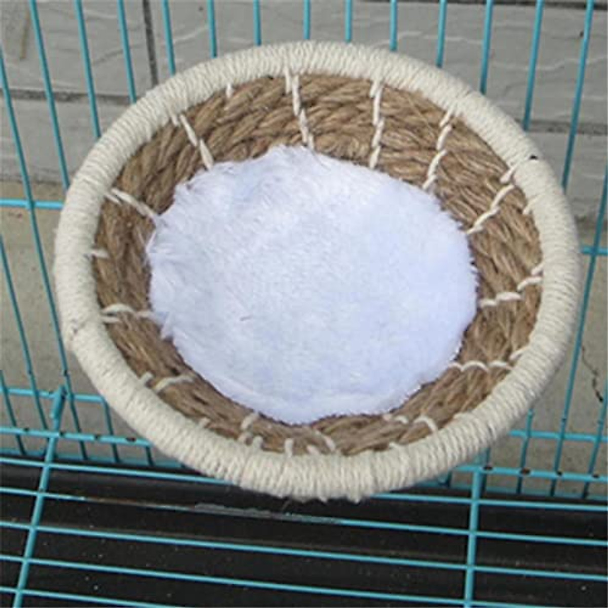 Hand Woven Hemp Rope Bird Nest Bed Cage Bed for Dove Parrot Canary Little Parrot Warm Bird Breeding Cabin Hemp Rope Nest(Hemp Rope,L)