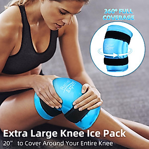 XXXL Knee Ice Pack Wrap Around Entire Knee After Surgery, 20‘’ Extra Large Reusable Gel Ice Pack, Ice Wraps for Soothing Discomfort