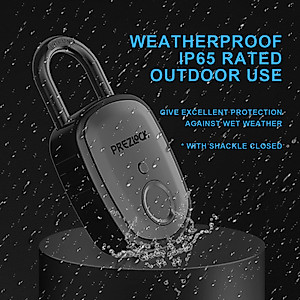 Fingerprint Padlock with Key Backup, 2keys, Prezlock, Smart Padlock with Keyless Biometric, Suitable for Outdoor and Heavy Duty, IP65 Waterproof.