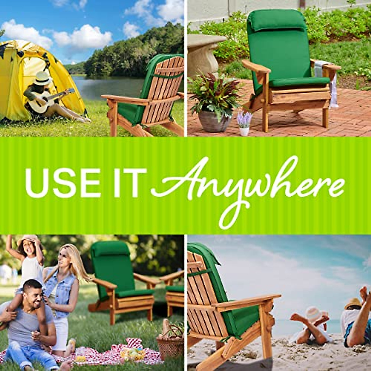 Plant Theatre Adirondack Chair Cushion - High Back Patio Chair Cushion for Outdoor Furniture - Outdoor Chair Cushions for Rocking Chairs, Front Porch, Yard and Lawn Furniture - 49" x 22" Navy Blue