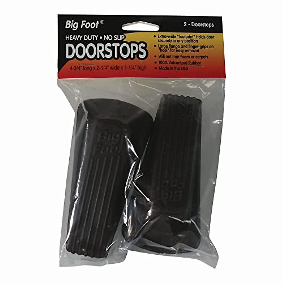 MASTER MANUFACTURING Rubber Door Stop - Big Heavy Duty Bottom Wedge Rubber Door Stopper College Dorm Room Essentials, Security Classroom Must Haves, Hold Open Lock Door Extra Large Door Jam (Brown) 4-3/4" x 2-1/4" x 1-1/4" (2 Pack)