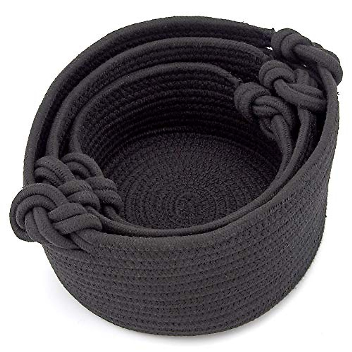 EZOWare Bundle Kit Set of 4 Canvas Fabric Closet Baby Nursery Dresser Organizer + 3 Small Nursery Round Cotton Rope Knit Basket Cube For Kids Baby Closets Toys