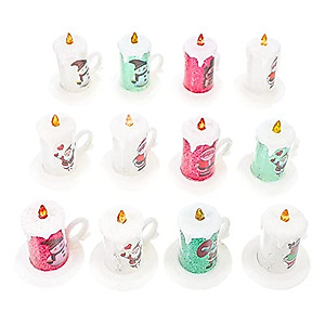 Mobestech 12Pcs LED Christmas Candle Lights Flameless Electric Xmas Candle Tea Light LED Candle Lamp Christmas Decoration Candle for Restaurant Home Bar Garden Party Ornaments Random