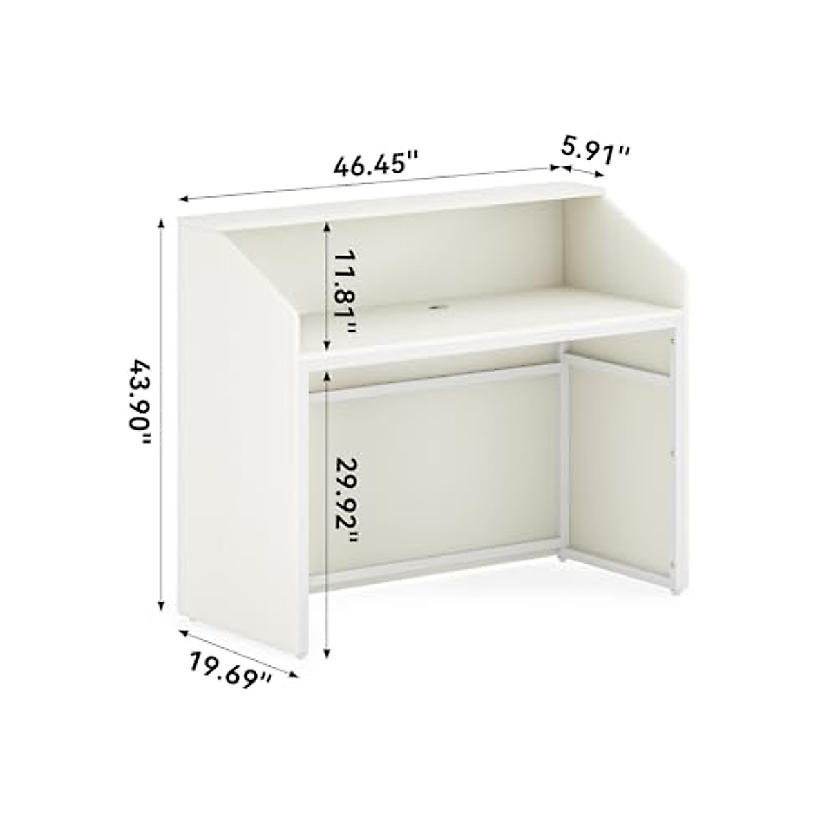 LITTLE TREE 47-Inch Reception Desk with Counter, White Front Desk Reception Room Table, Retail Counter for Checkout, Modern Welcome Desk for Lobby, Office, Beauty Salon
