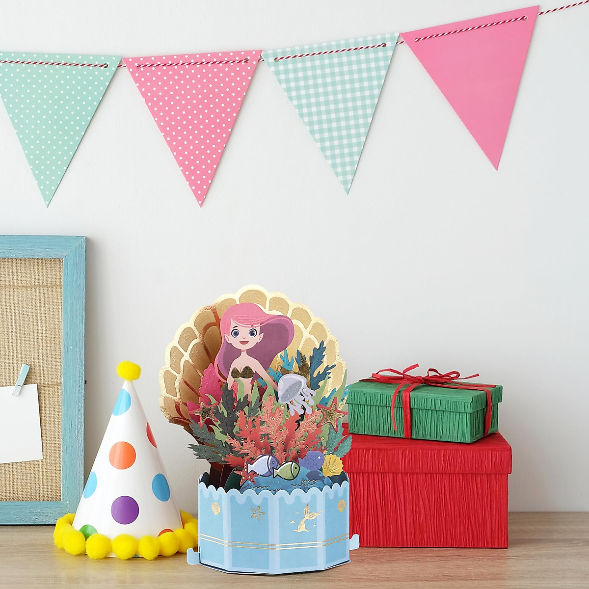 Giiffu The Little Mermaid Pop Up Card, Pop Up Birthday Card for kids, 3D Birthday Greeting Card, Birthday Pop Up Cards for Daughter or Sister, 3D Birthday Card with Envelope, Celebration Card