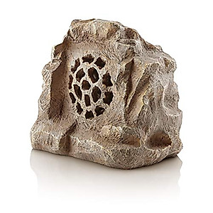 Alpine Corporation Waterproof Bluetooth Rock Speaker - Solar-Powered Outdoor Wireless Speaker for Patio, Pool, Deck, Garden - 50-Foot Range, Brown