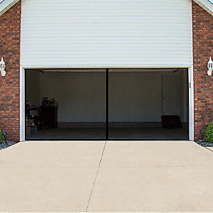 Pure Garden 998613PCR Magnetic Door Screen for Two Car Heavy Duty Weighted Garage Enclosure Curtain for Mosquito, Insect and Sun Protection, Black