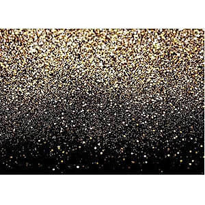 SJOLOON Black and Gold Backdrop Golden Spots Backdrop Vinyl Photography Backdrop Vintage Astract Background for Family Birthday Party Newborn Studio Props 11547(8x6FT)