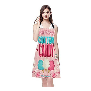 WONDERTIFY Cartoon Candy Apron,Sweet and Fluffy Colorful Candy Pink Background Bib Apron with Adjustable Neck for Men Women,Suitable for Home Kitchen Cooking Waitress Chef Grill Bistro Baking Apron