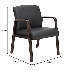 Alera ALERL4319E 24.21 in. x 26.14 in. x 32.67 in. WL Series Reception Lounge Guest Chair - Black/Espresso