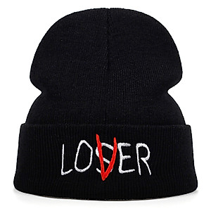 jiaozhen Cuffed Beanie Hats for Women, Knitted beanieie - Unisex Embroidery Skull Cap, Warm Hats,Lightweight Beanies Black