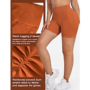 YEOREO Dora Seamless Scrunch Workout Shorts for Women High Waisted Butt Lifting Gym Yoga Biker Shorts Warm Copper L