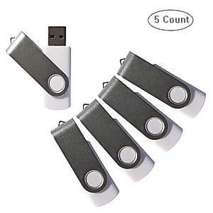 ERKE 1GB USB 2.0 Flash Drive 5 Pack Portable Thumb Drives Swivel Jump Drive Zip Drive Memory Sticks with Type-C/Micro USB Adapter for PC/Laptop