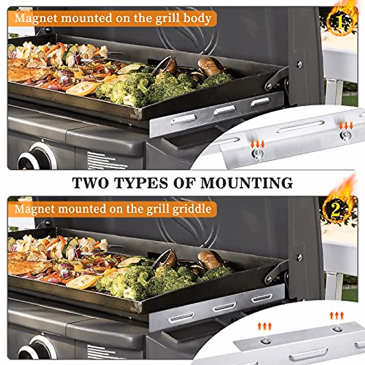 Grisun Hinged Lid and Wind Guards for Blackstone 28 inch Griddle, for Blackstone 1517,1853,1605,1856,1885,1924,1983,2094, Hard Top Lid and Wind Shields for Holding Heat