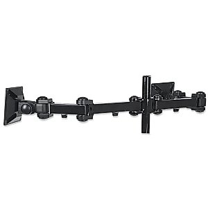 Manhattan Dual Monitor Stand Mount with Double-Link Swing Arms - Supports Two 13 in to 24 Inch Computer Screens up to 13 lbs., 180 Tilt / 180 Rotation, Clamp Mounting, Black - 420808