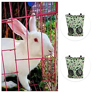 LELEVTXP Pig Guinea Hay Feeder Rabbit Feeder Hanging Rabbit Hay Feeder Bag Foldable Hay Storage Bag for Rabbit Guinea Pig Hamster Chinchilla (Avocado-2 Holes)