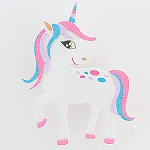 FAVONIR Unicorn Glitter Foam Stickers for Kids - 4 Pack Activity Fun Craft - Self Adhesive Peel and Stick Decor Foam Pieces - Assorted Toddler Stickers for Home Decorations - DIY Arts Supplies