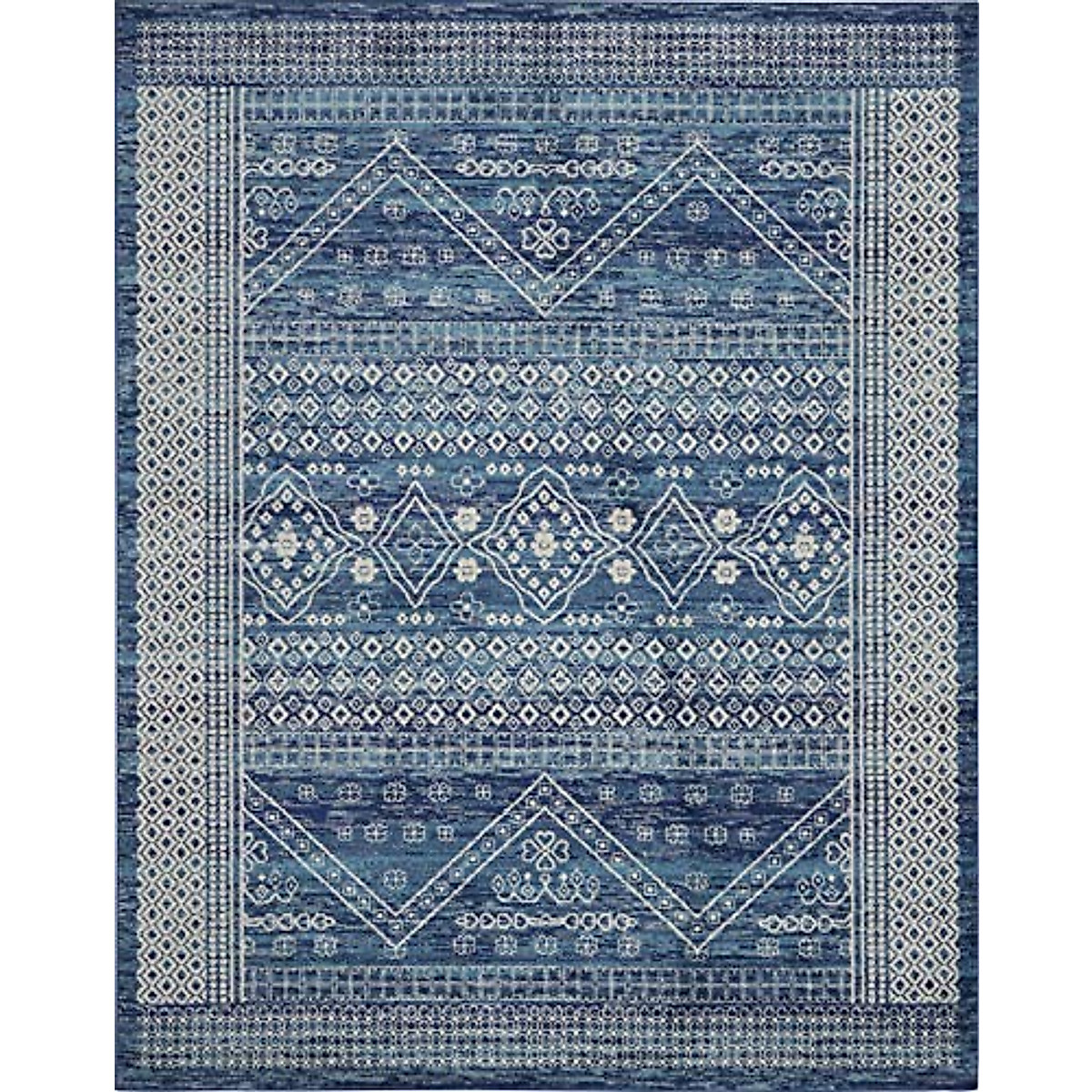 Nourison Passion Bohemian Navy Blue 8' x 10' Area -Rug, Easy -Cleaning, Non Shedding, Bed Room, Living Room, Dining Room, Kitchen (8x10)