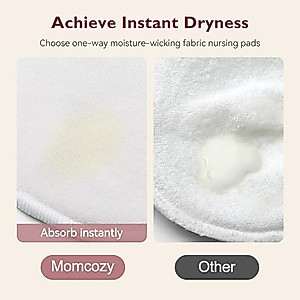 Momcozy Reusable Breast Pads, Innovative Use of Absorbent Fabric & 3-layer Washable Nursing Pads, Ultra-thin Design, Invisible, Fast Absorption, Leak-poof, 6 Pack + Dry & Wet Separation Bag + Wash Bag
