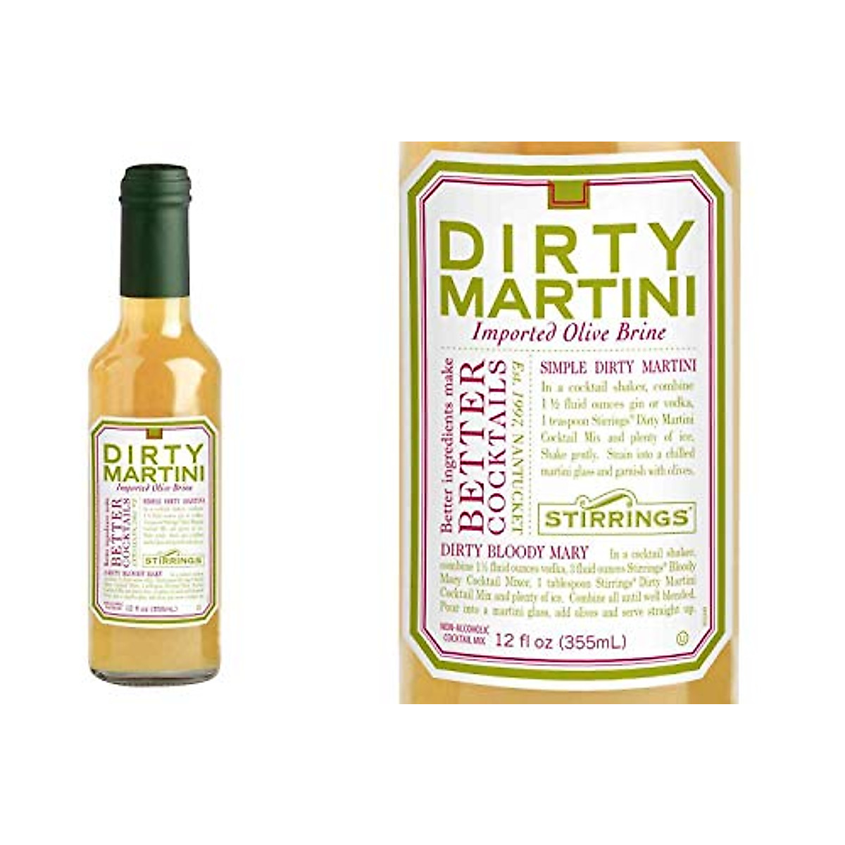 Stirrings All Natural Dirty Martini Cocktail Mixer - 12 ounce bottle | Pack of (3)