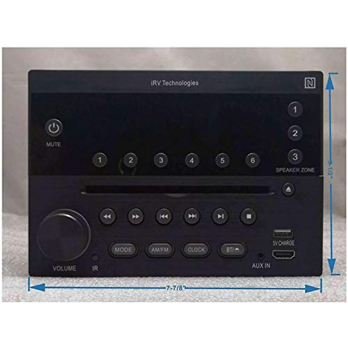 iRV Technology iRV32 AM/FM/CD/DVD/MP3/MP4/HDMI in&Out w/ARC/Digital 2.1/Surround Sound/Bluetooth/CEC/NFC,3 Zones Wall Mount RV Radio Stereo w/APP Control, USB Using 5V Charging Both Android&Apple