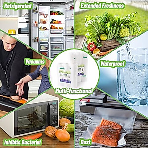 Vacuum Sealer Bags for Foods, 3 Rolls 8"X20' Vacuum Sealer Bags, Food Grade BPA Free Bag Rolls, Commercial Dispenser Food Bags for Storage, Meal Prep or Sous Vide