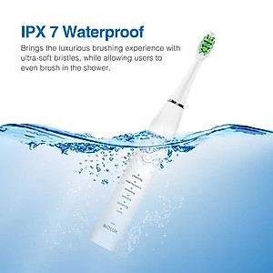 Smartwifi Electric Sonic Toothbrush Rechargeable for Adults and Kids, Travel-Friendly Design Whitening in 6 Optional Modes, USB Fast Charging with 4 Brush Heads