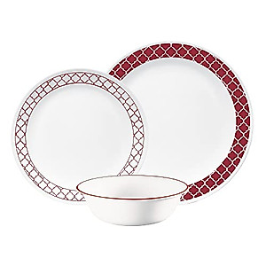Corelle Dinnerware Set (12pc Set, Crimson Trellis)