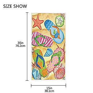 Vdsrup Beach Flip Flops Hand Towels Starfish Seashells Summer Towel Soft Kitchen Tea Towels Dish Washcloths Thin Guest Face Towel Portable Bath Decorations Housewarming Gifts 16 X 30 in