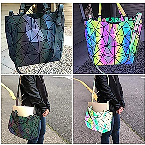 Women Handbags Geometric Luminous Bag PU Leather Shard Lattice Holographic Purse Ladies Shoulder Bag (3136M RED)