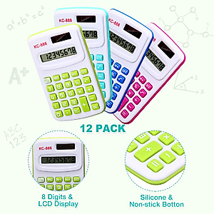 48 Pcs Pocket Calculator Bulk Small Basic Calculator 4 Function Calculator Battery Powered Calculator 8 Digit Display Calculator Pocket Size for Students Kids School Home Office Supplies, 3 Styles