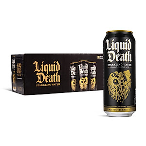 Liquid Death, Sparkling Mountain Water, Real Mountain Source, Natural Minerals & Electrolytes, 18-Pack (Tallboy Size 16.9oz Cans)